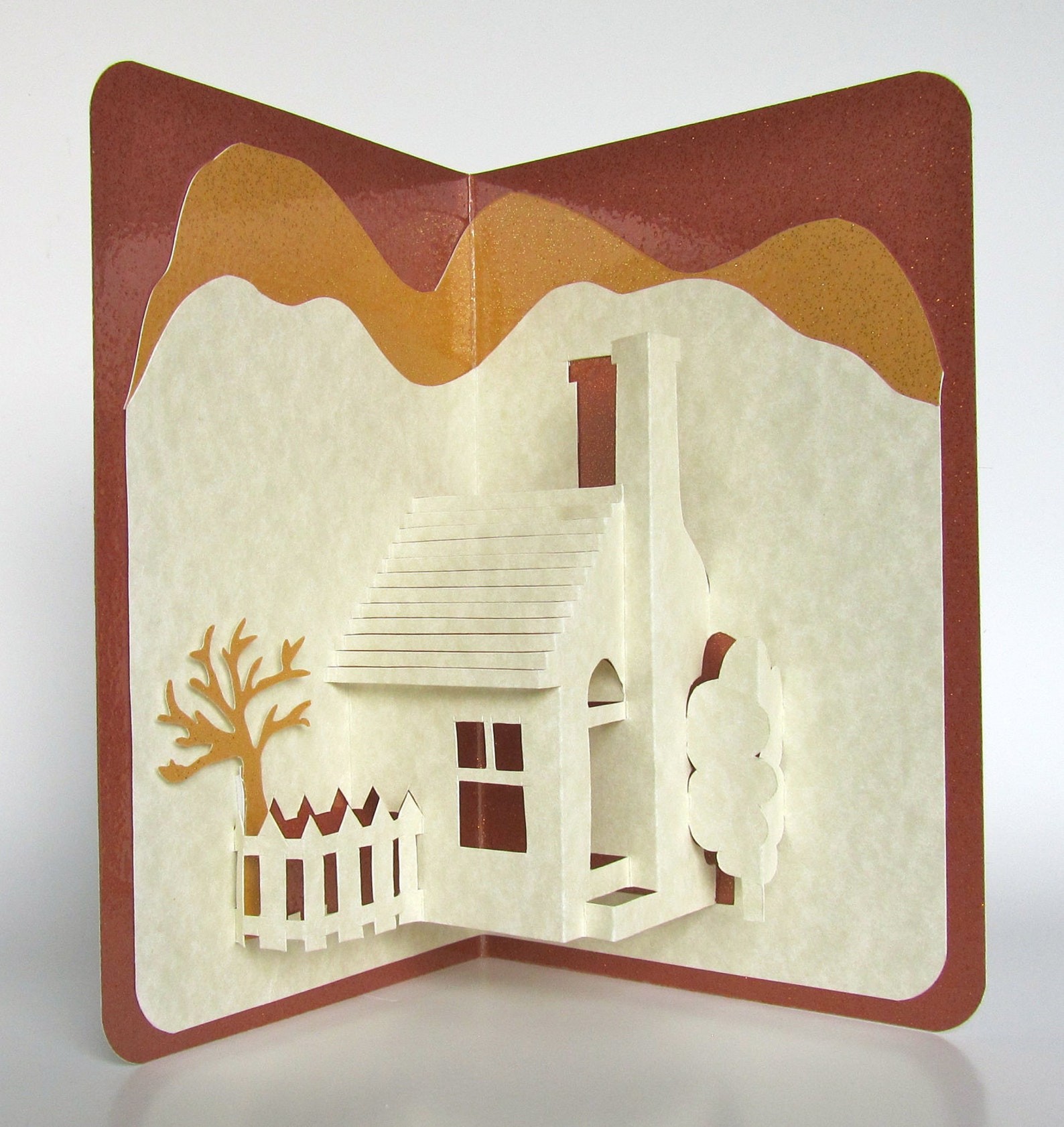 Home Pop-up 3D Card Home Décor Origamic Architecture Handmade in Ivory ...