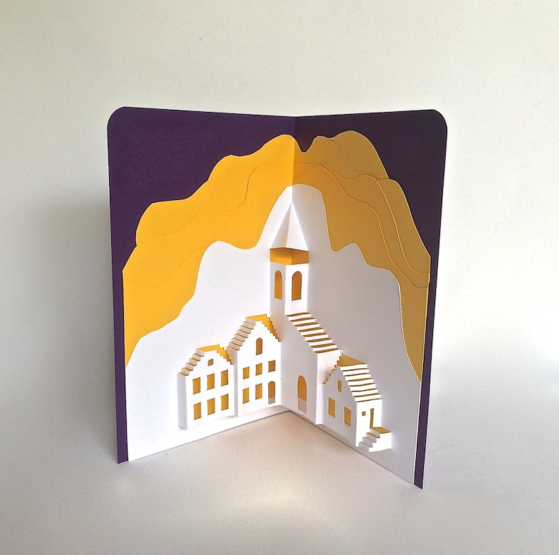 MEDITERRANEAN LANDSCAPE Pop-up 3D CARD Origamic Architecture Handmade ...
