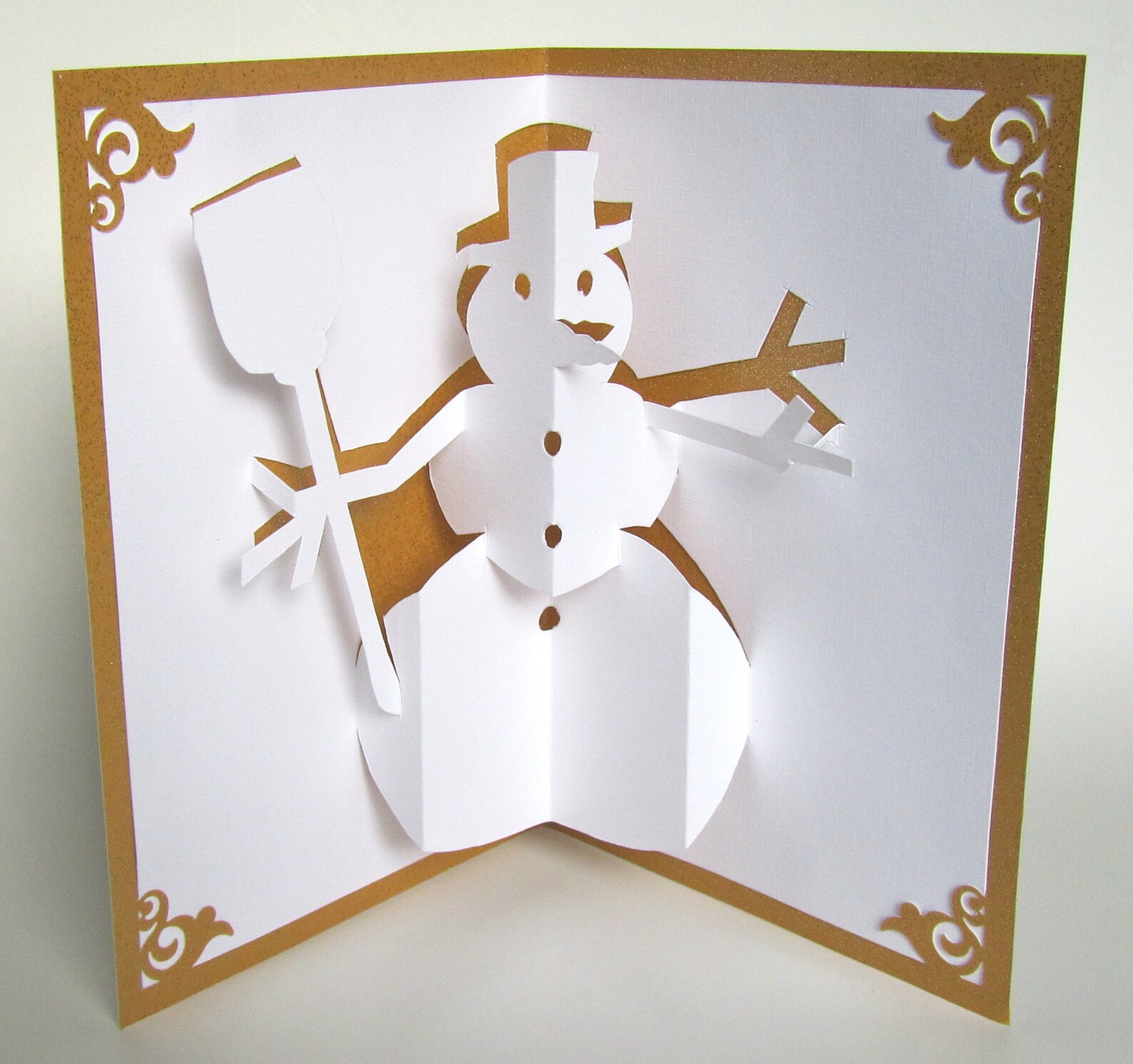 SNOWMAN 3D Pop up Greeting Card Home Décor Handmade Cut by Hand ...
