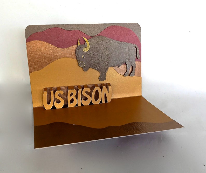 US BISON 3D Pop up Card Handmade Original Design in Earth Tones of ...