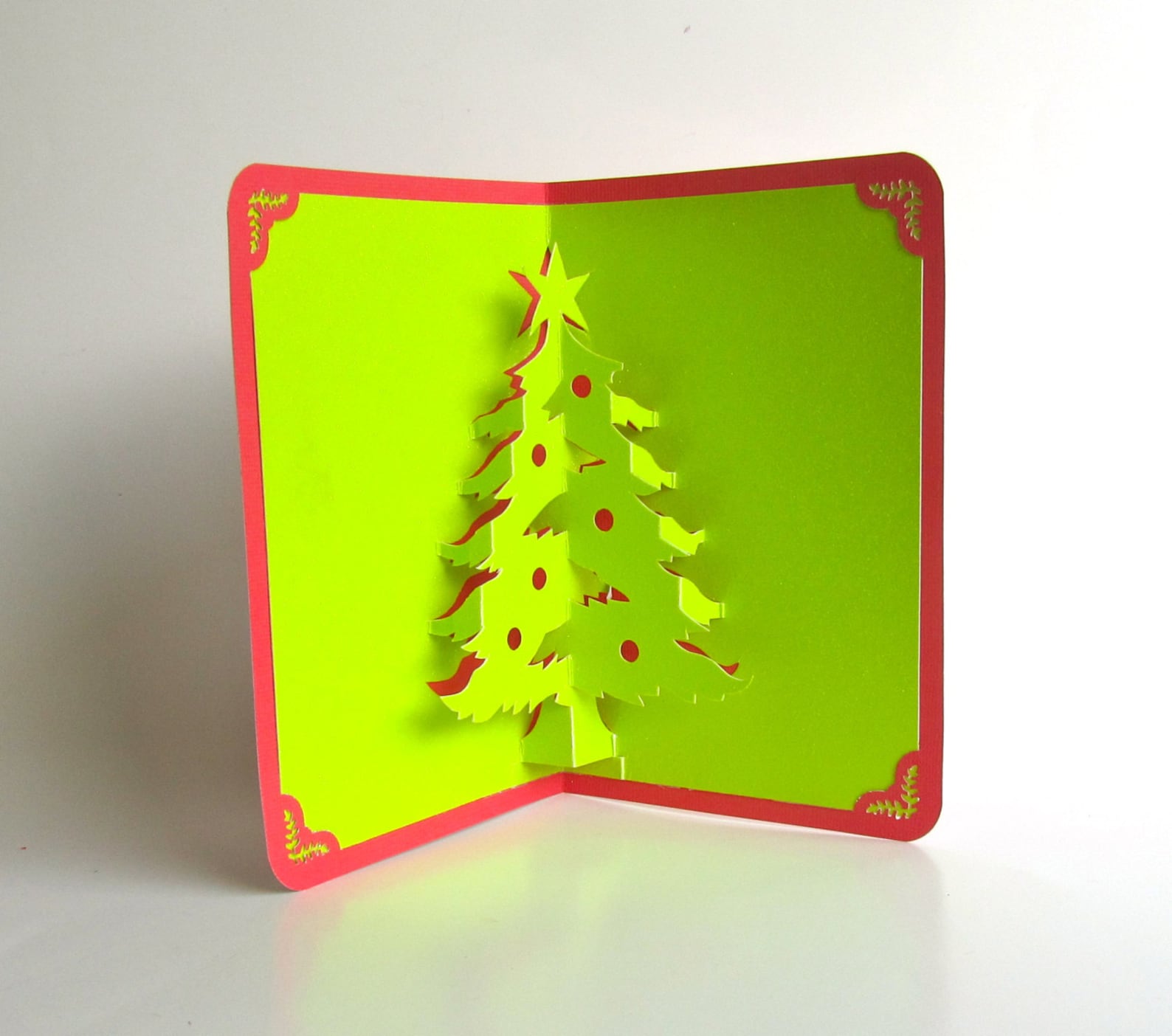 CHRISTMAS TREE 3D Pop up Greeting Card Home Décor Handmade Origamic ...