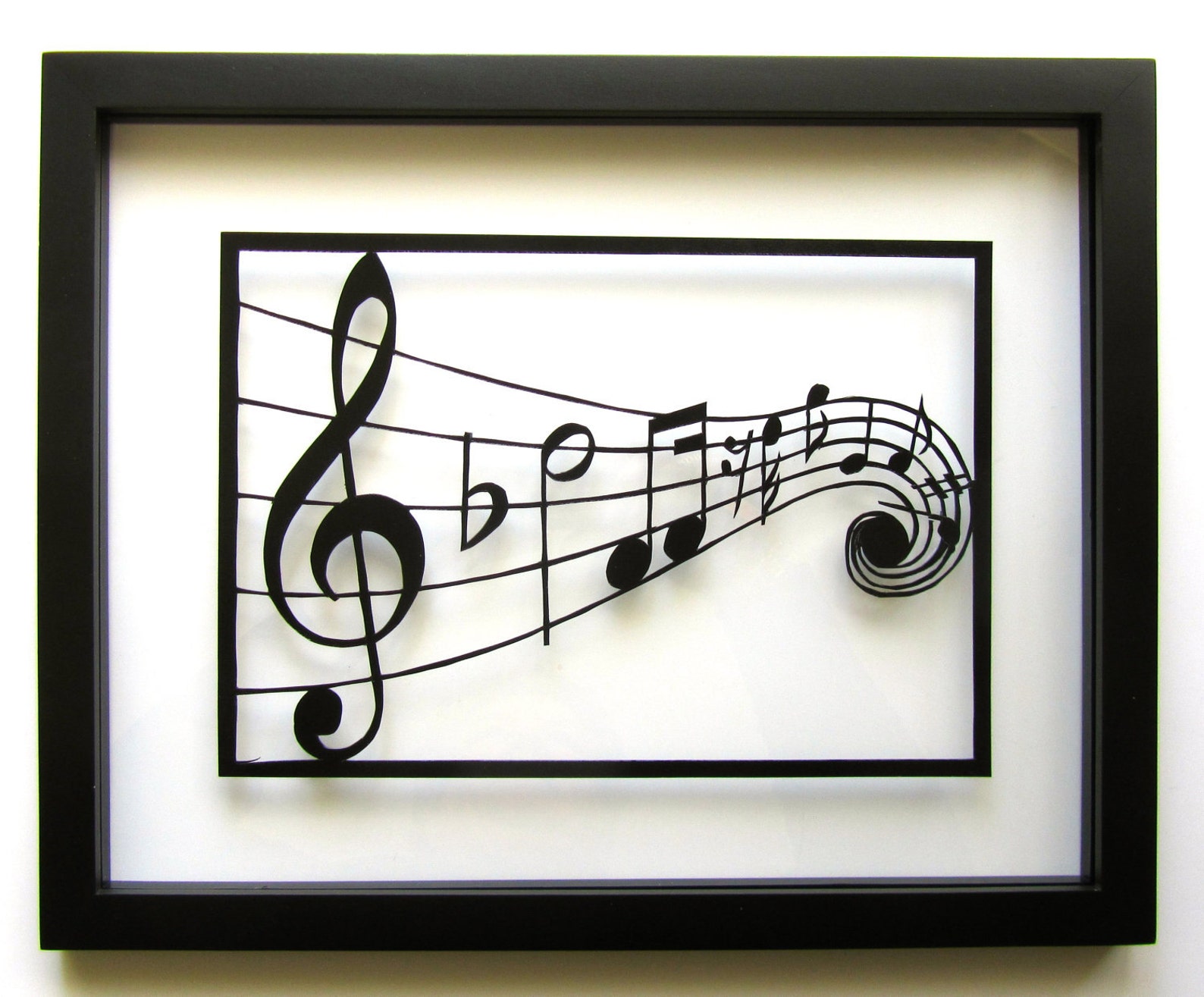 Framed Music Notes, Handmade Silhouette Paper Cutout, Original Design ...
