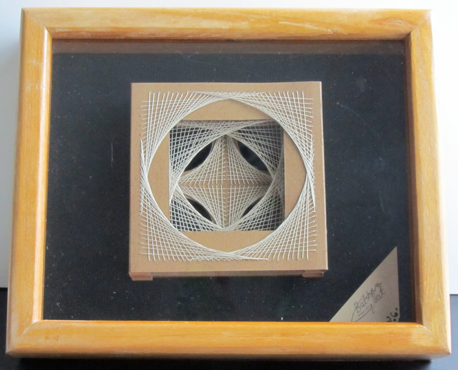 STRING ART ORIGINAL Geometric Design, 3 Layers Stitched on Cardstock W ...