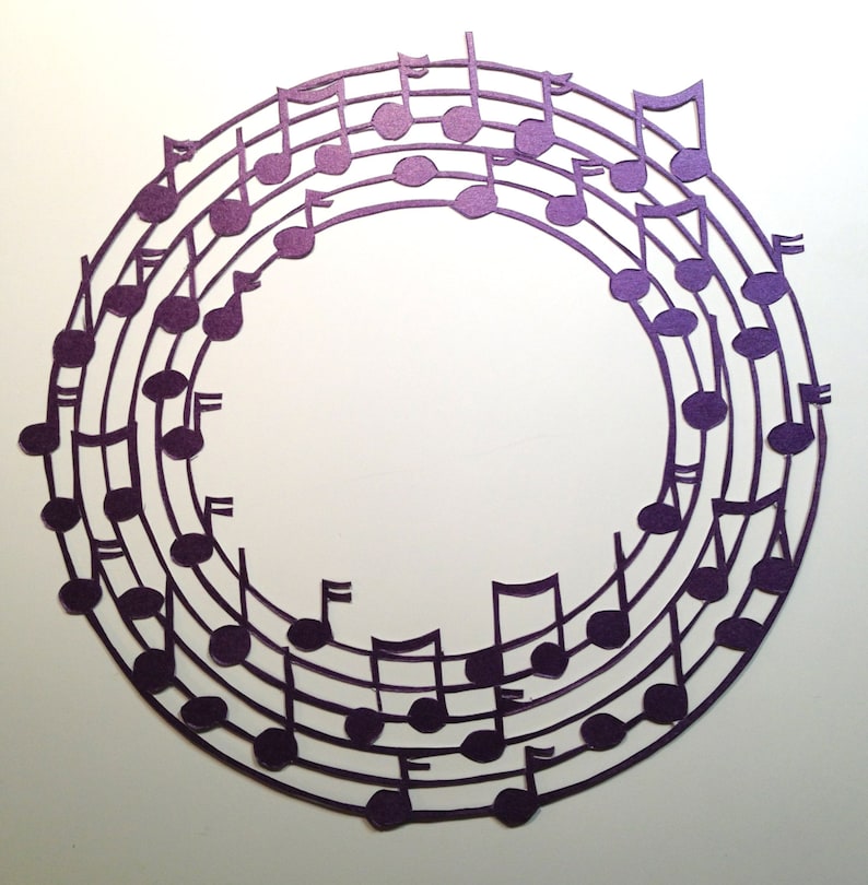 HAPPY Birthday Gift W/music NOTES Silhouette Paper Cut in Purple and ...