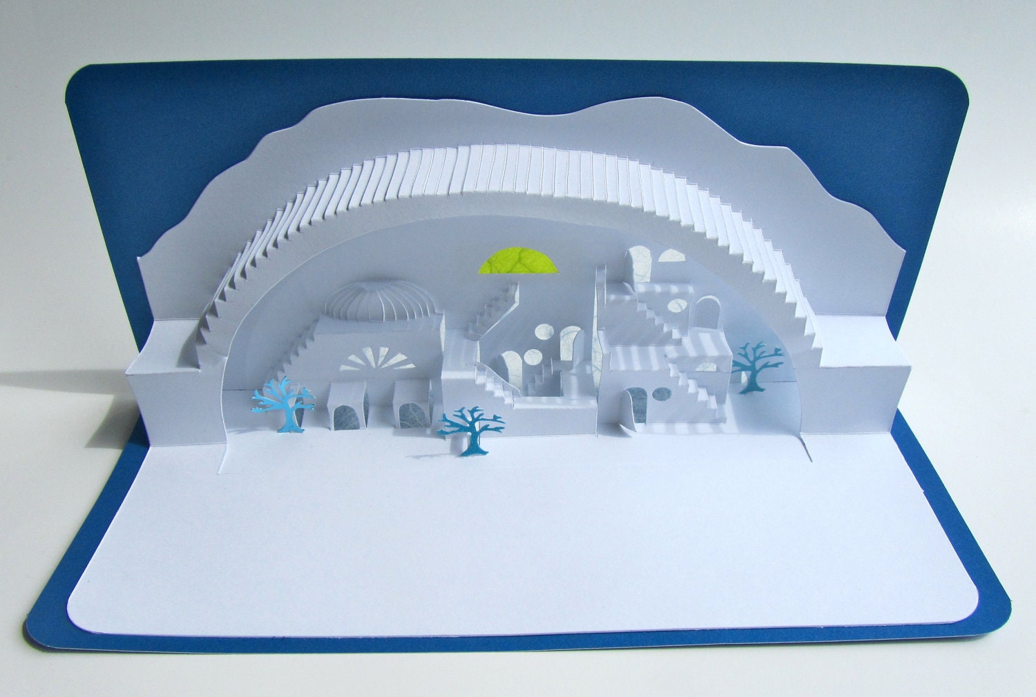 Greek Islands ORIGINAL Design 3D Pop up Model of a Village Under Bridge ...