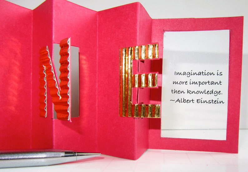 IMAGINE INSPIRATION Card in a Box With a QUOTE Original Design in Red ...