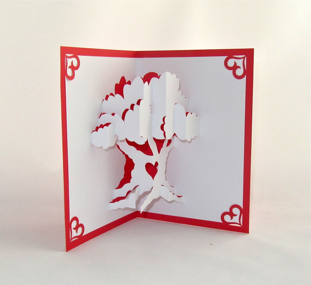 LOVE TREE Valentine’s Day 3D Pop up Card Handmade Handcut in Metallic ...