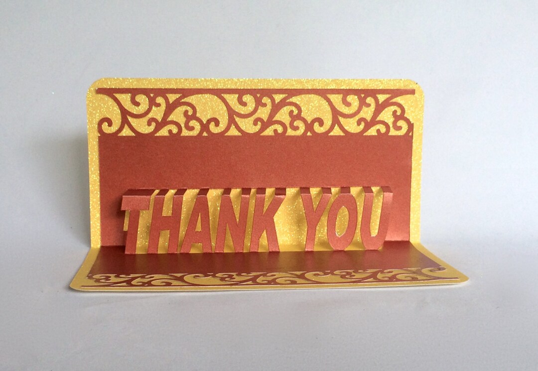 THANK YOU 3D Pop up Greeting Appreciation Card in Metallic Copper ...