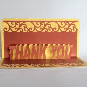 THANK YOU 3D Pop up Greeting Appreciation Card in Metallic Copper ...