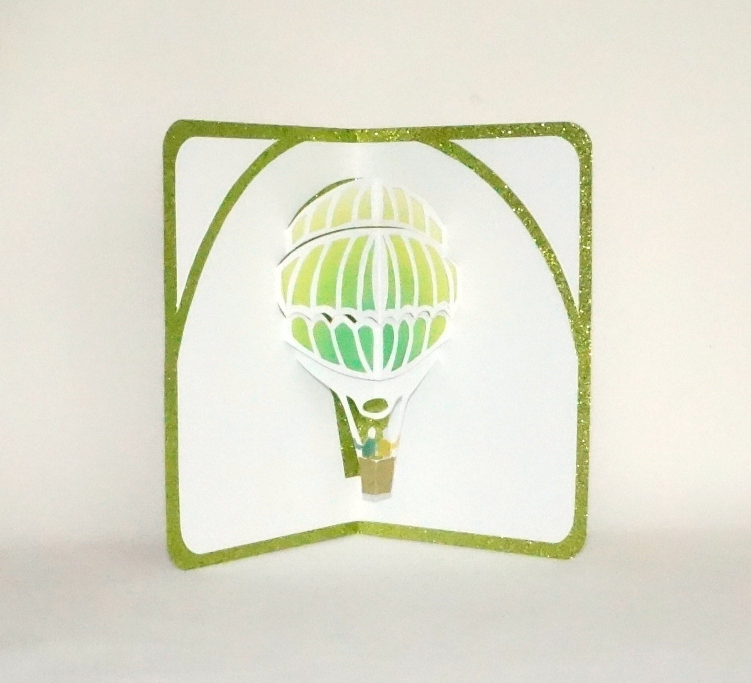 HOT AIR BALLOON 3D Pop up Greeting Card Home Décor Cut by Hand in White ...