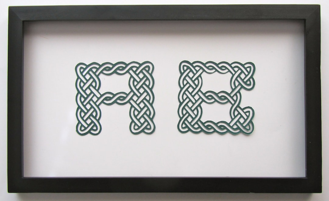 MONOGRAM of Eternity Celtic Knots Handmade PAPERCUT Letters. St Patrick ...