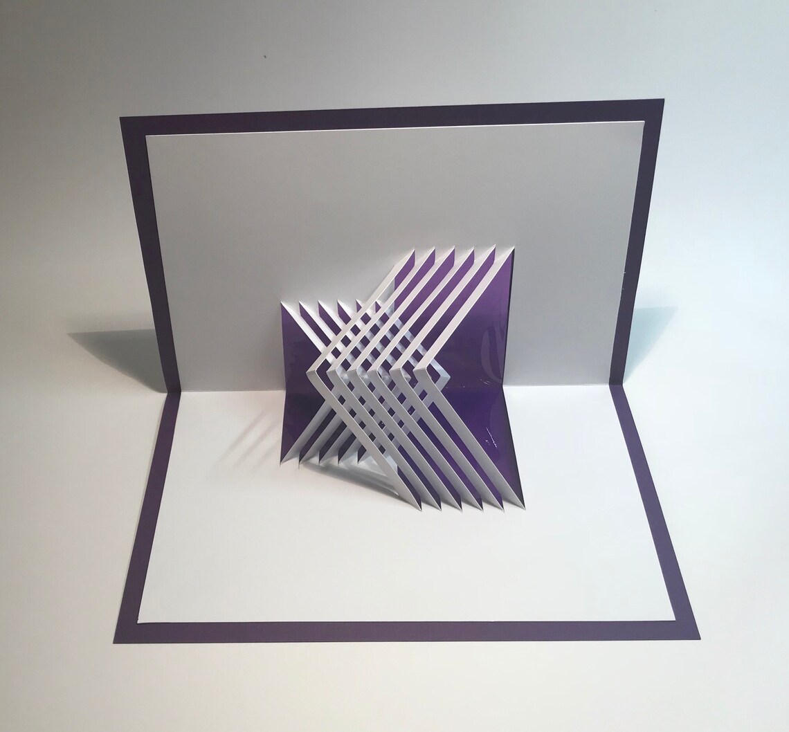 3D POP UP CARD of Geometric Lines in Opposite Directions With Intricate ...