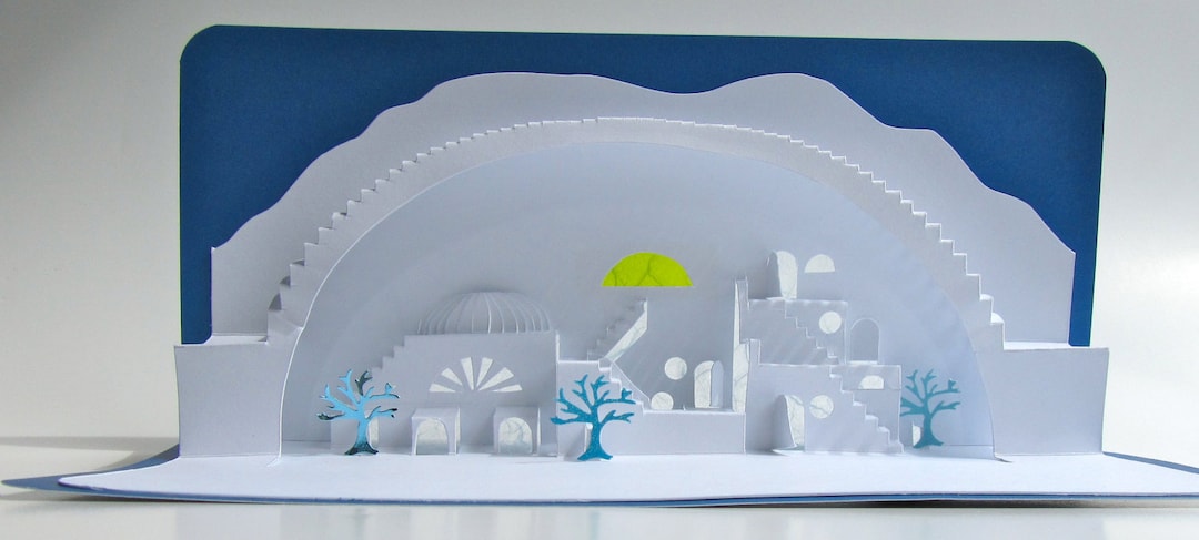 Greek Islands ORIGINAL Design 3D Pop up Model of a Village Under Bridge ...