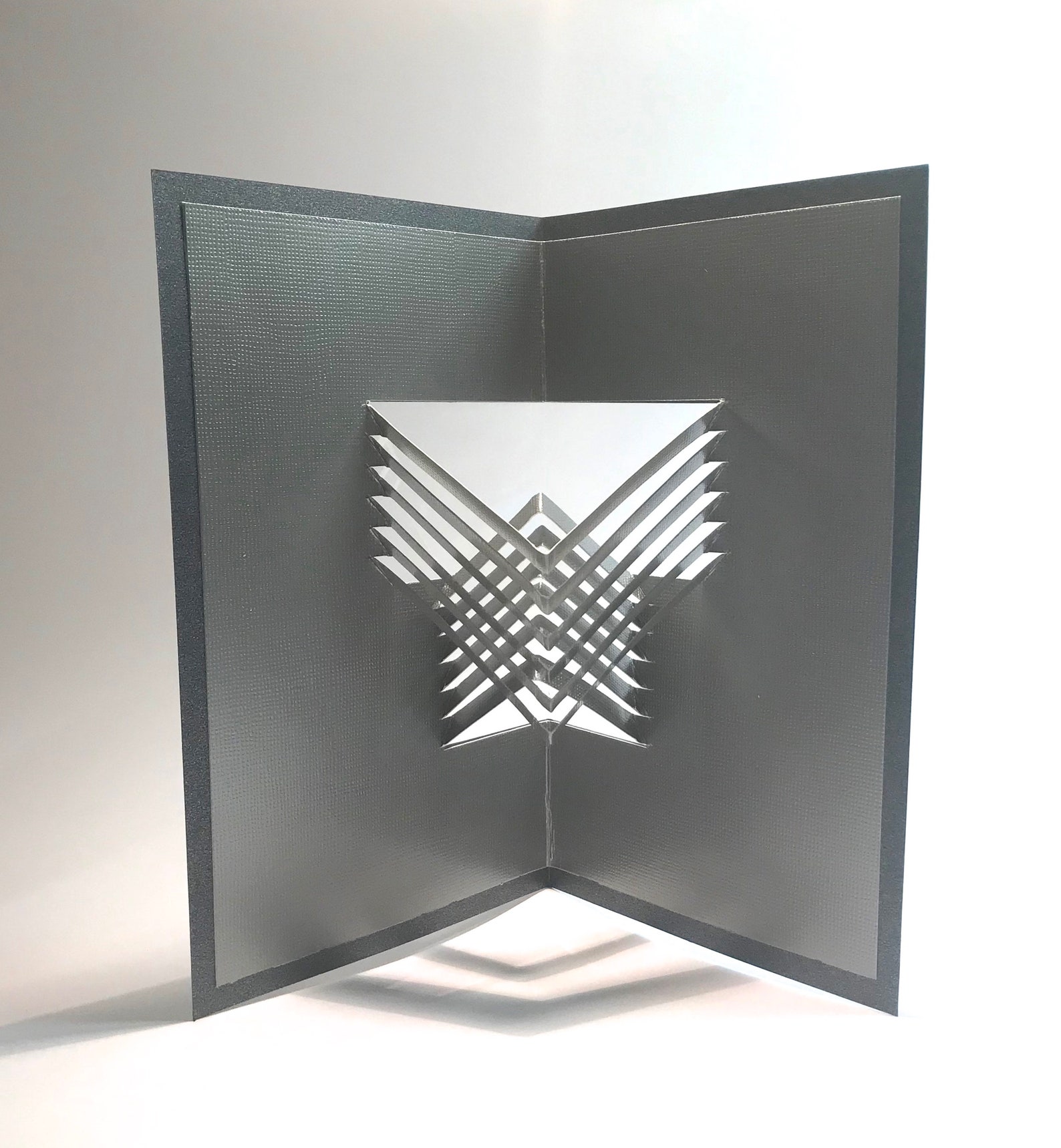 Geometric Lines 3D POP UP CARD W/intricate Cuts in Opposite Directions ...