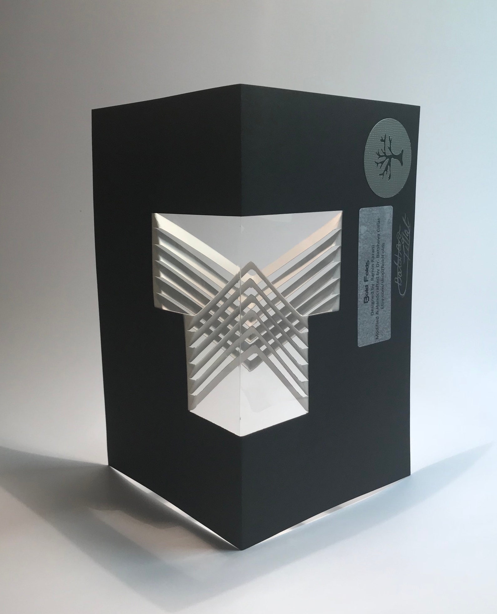 Geometric Lines 3D POP UP CARD W/intricate Cuts in Opposite Directions ...