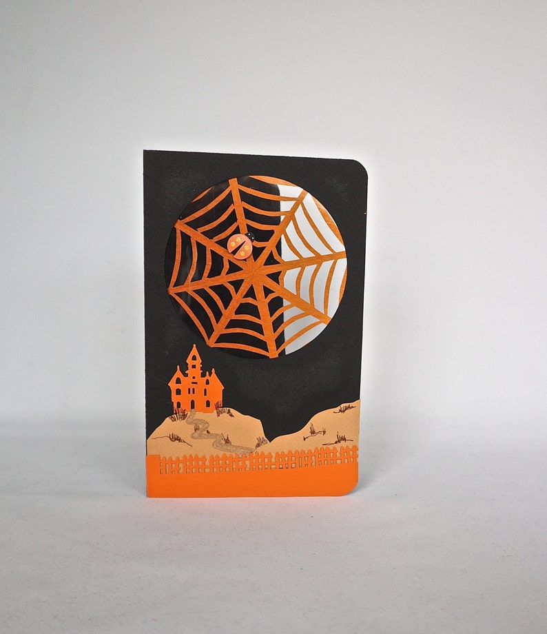 HALLOWEEN 3D Pop-up Original Card, Handmade Unique Design in Orange and ...