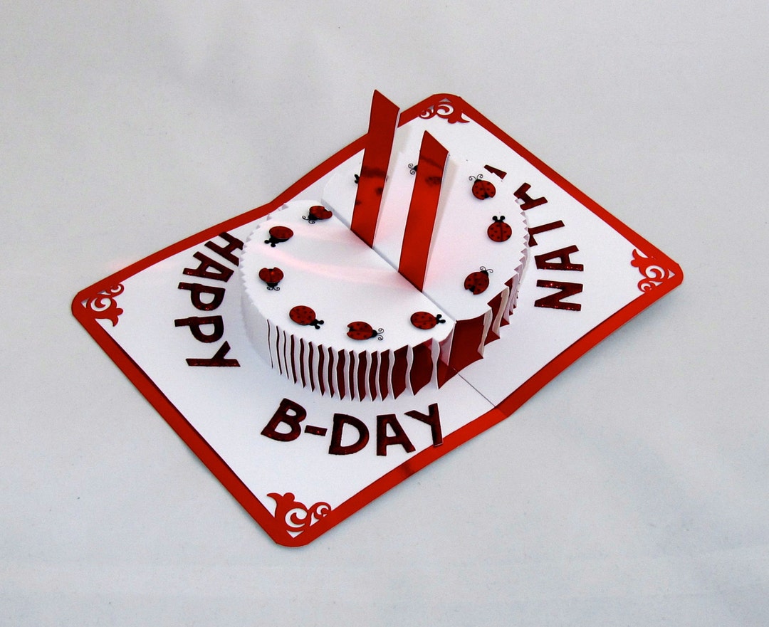 HAPPY BIRTHDAY 3D Pop up Cake W/candles ORIGINAL Design Handmade Card ...