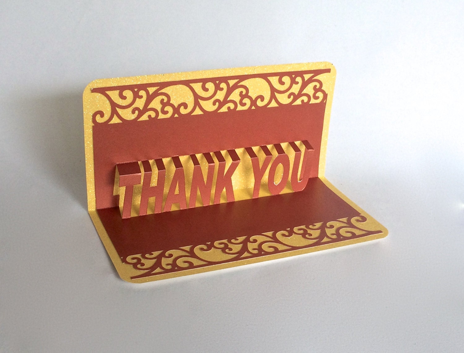 THANK YOU 3D Pop up Greeting Appreciation Card in Metallic Copper ...