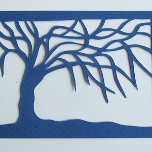 ACEO Tree of Life Navy Blue Silhouette Cutout Original Design Elegant ...