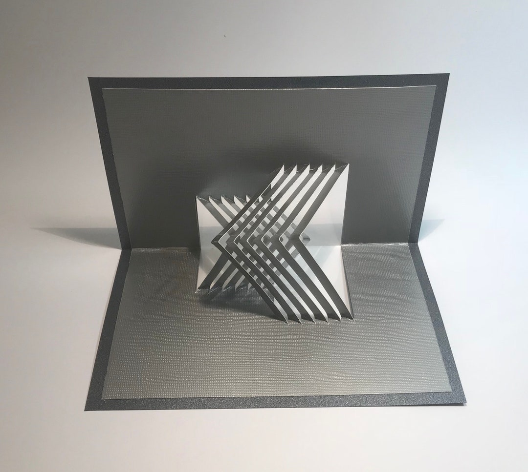Geometric Lines 3D POP UP CARD W/intricate Cuts in Opposite Directions ...