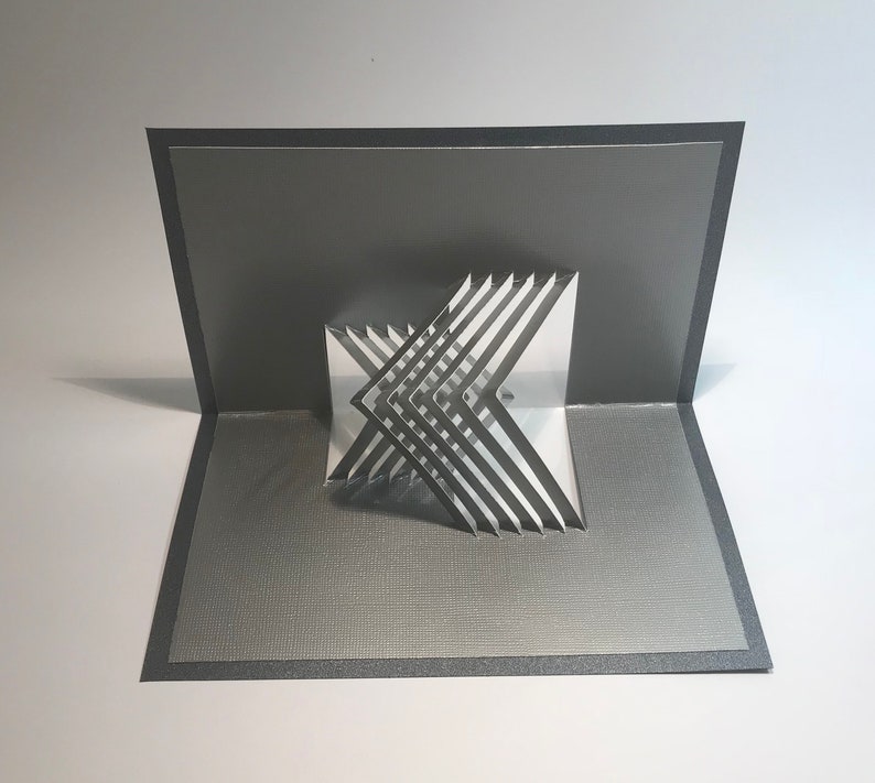 Geometric Lines 3D POP UP CARD W/intricate Cuts in Opposite Directions ...