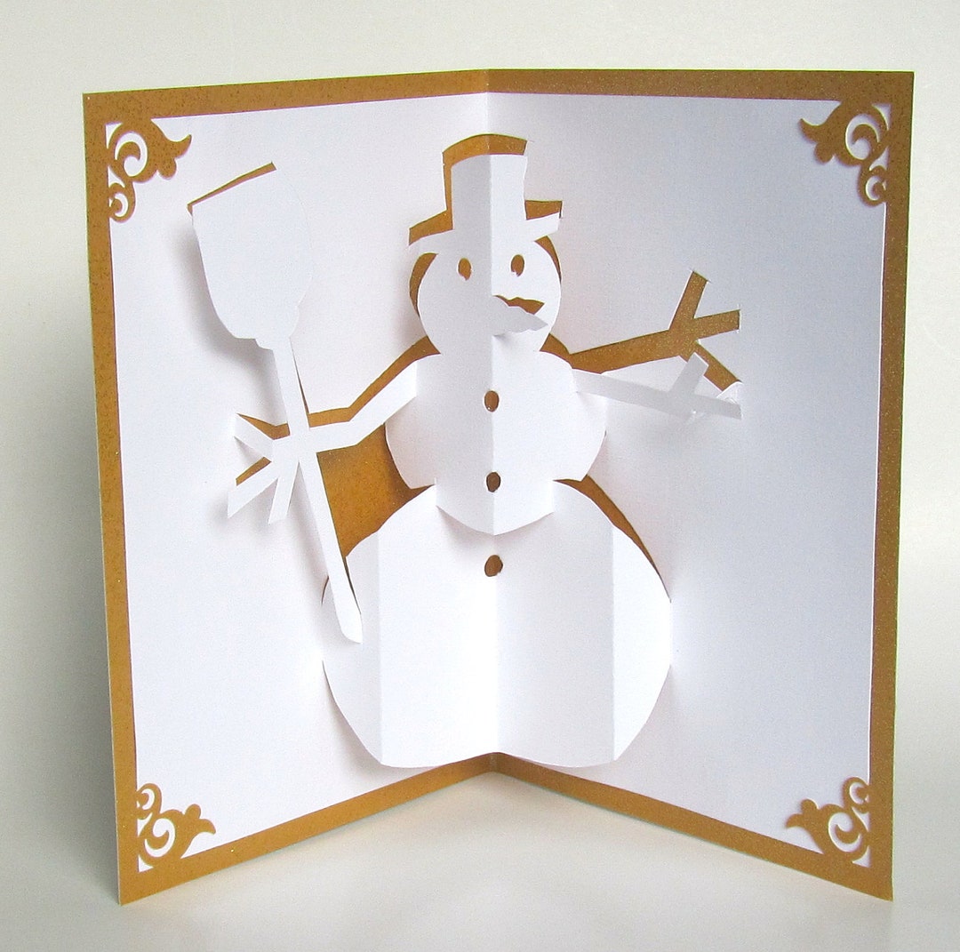 SNOWMAN 3D Pop up Greeting Card Home Décor Handmade Cut by Hand ...