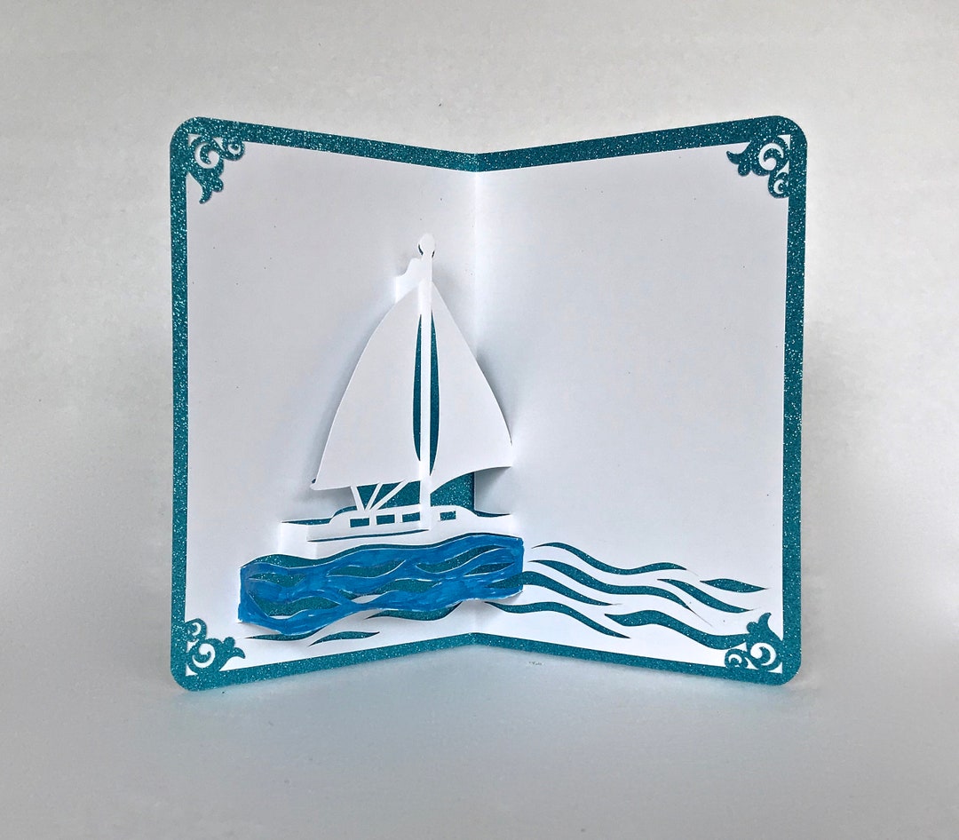 Pop-up Card SAILBOAT Nautical Home Décor Origamic Architecture Handmade ...