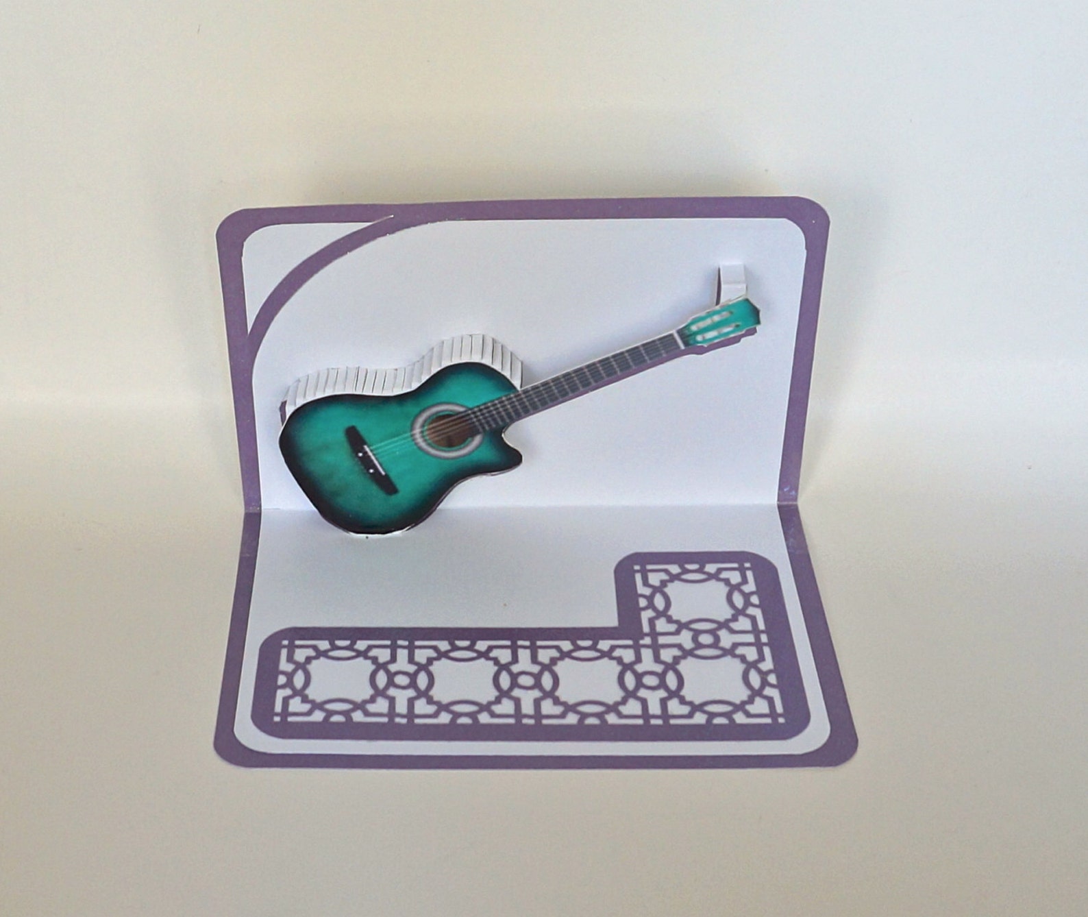 Green ACOUSTIC GUITAR 3D Pop up Card ORIGINAL Design American Idol ...