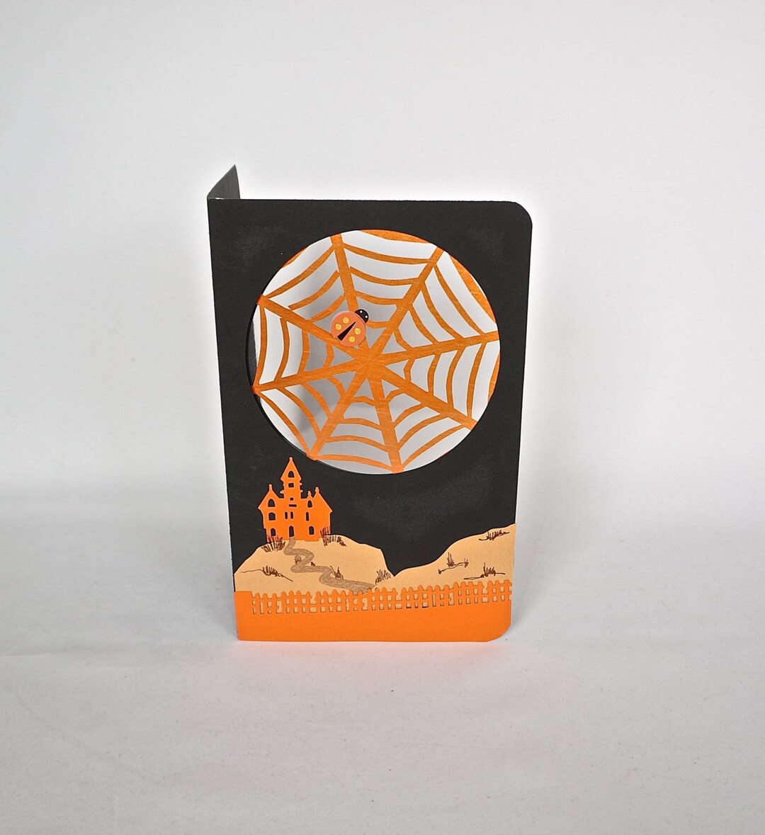 HALLOWEEN 3D Pop-up Original Card, Handmade Unique Design in Orange and ...