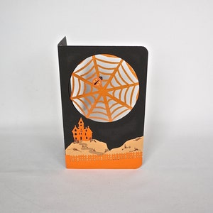 HALLOWEEN 3D Pop-up Original Card, Handmade Unique Design in Orange and ...