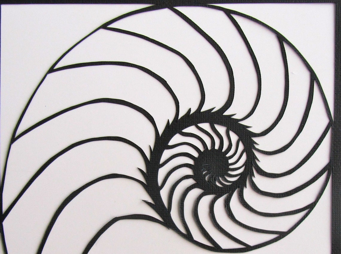 NAUTILUS Shell Silhouette Paper Cutout Handcut in Black Symbolic Wall ...