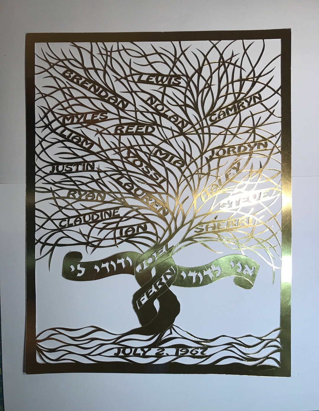 50th Anniversary FAMILY TREE Gift Handmade Custom Order in Gold ...