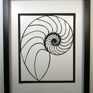 NAUTILUS Shell Silhouette Paper Cutout Handcut in Black Symbolic Wall ...