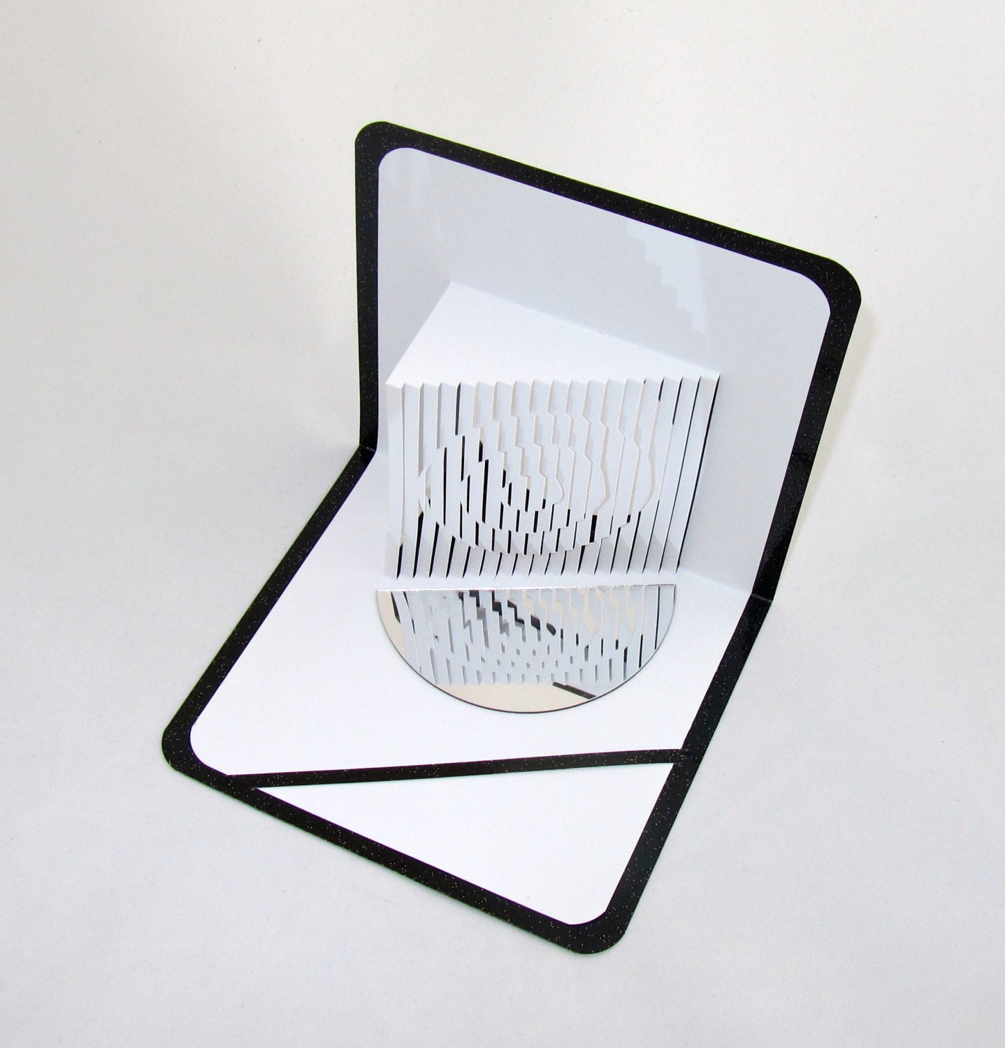 3d POP UP SCULPTURE Card of Geometric Shapes W/mirror Reflection of ...
