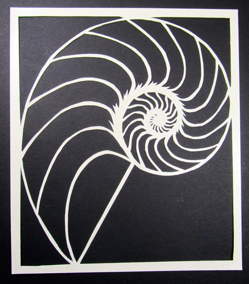 NAUTILUS Shell Silhouette Paper Cutout in Shimmery Light Yellow ...