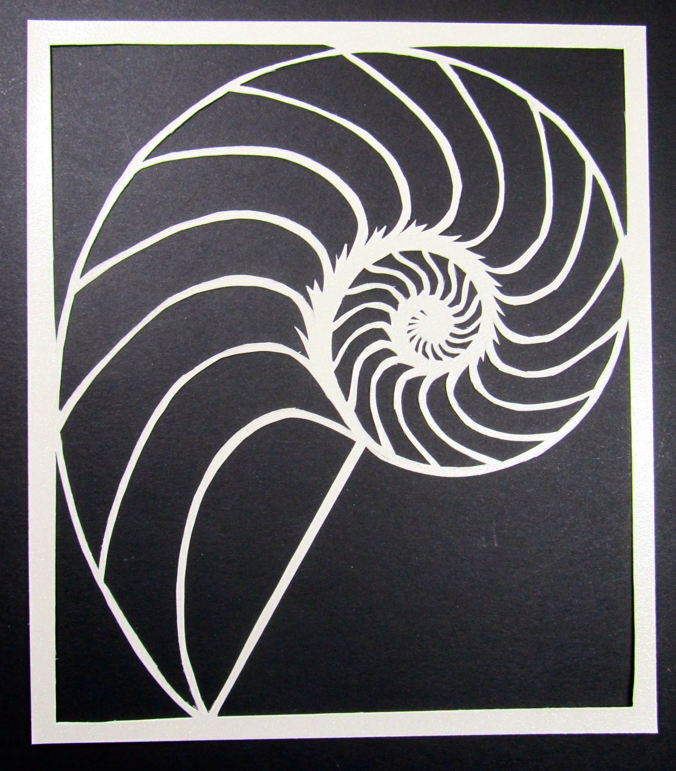 NAUTILUS Shell Silhouette Paper Cutout in Shimmery Light Yellow ...