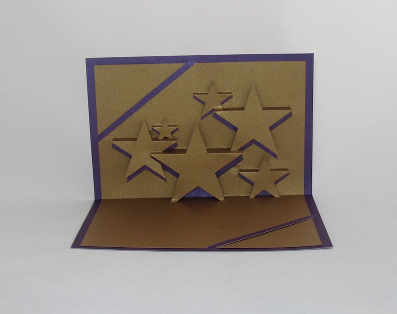 SHINING STARS 3D Pop-up Card Origamic Architecture Handmade Hand Cut in ...