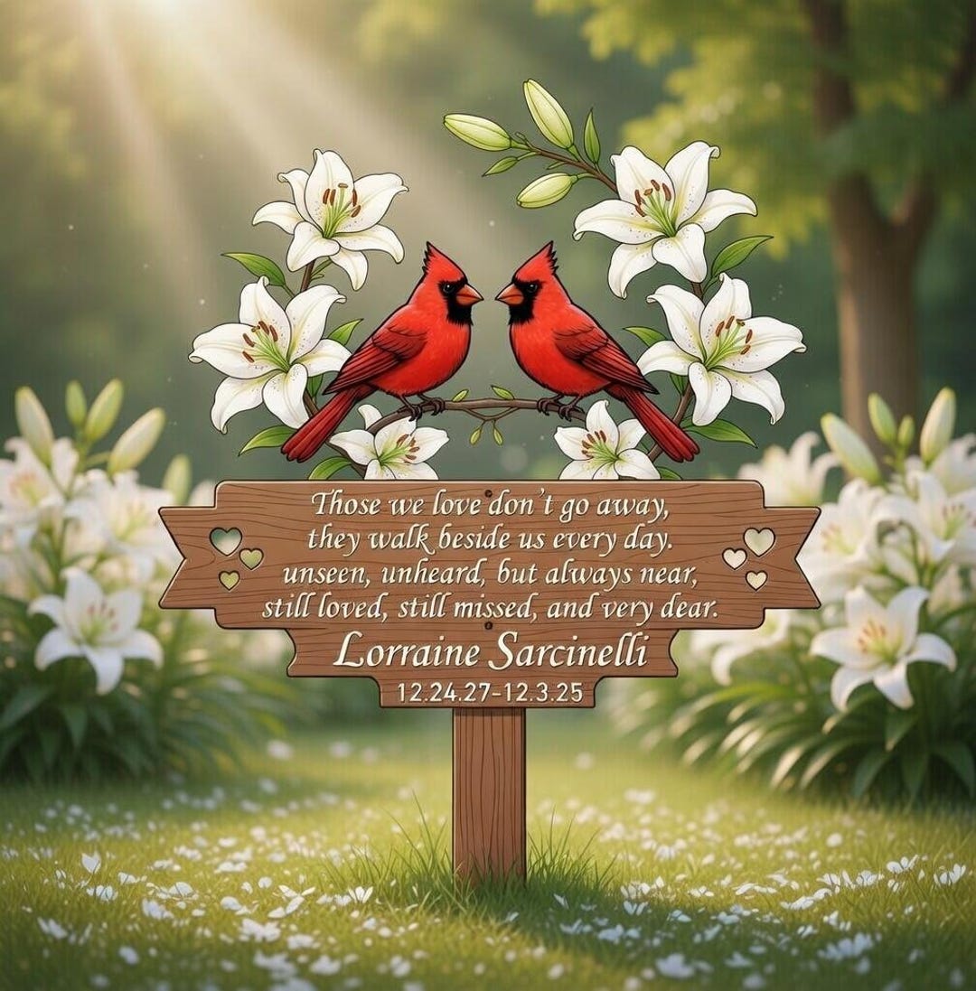Cardinal Lily Memorial Metal Garden Stake, Personalized Sympathy Gift ...