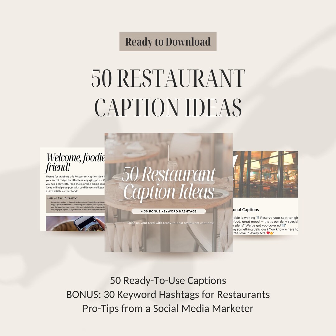 Restaurant Social Media Captions Template | 50 Editable Caption Ideas ...
