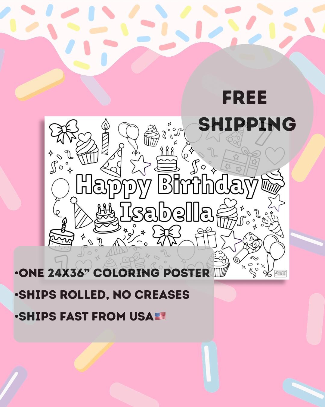 Personalized Birthday Coloring Poster | Custom Name, 24x36 Banner - Etsy