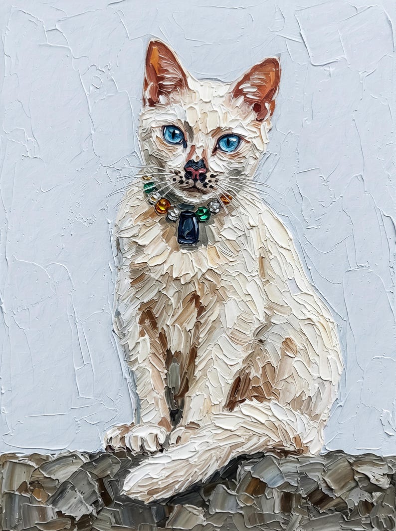 Custom Cat Portrait From Photo on Canvas Print, Oil Painting Cat ...