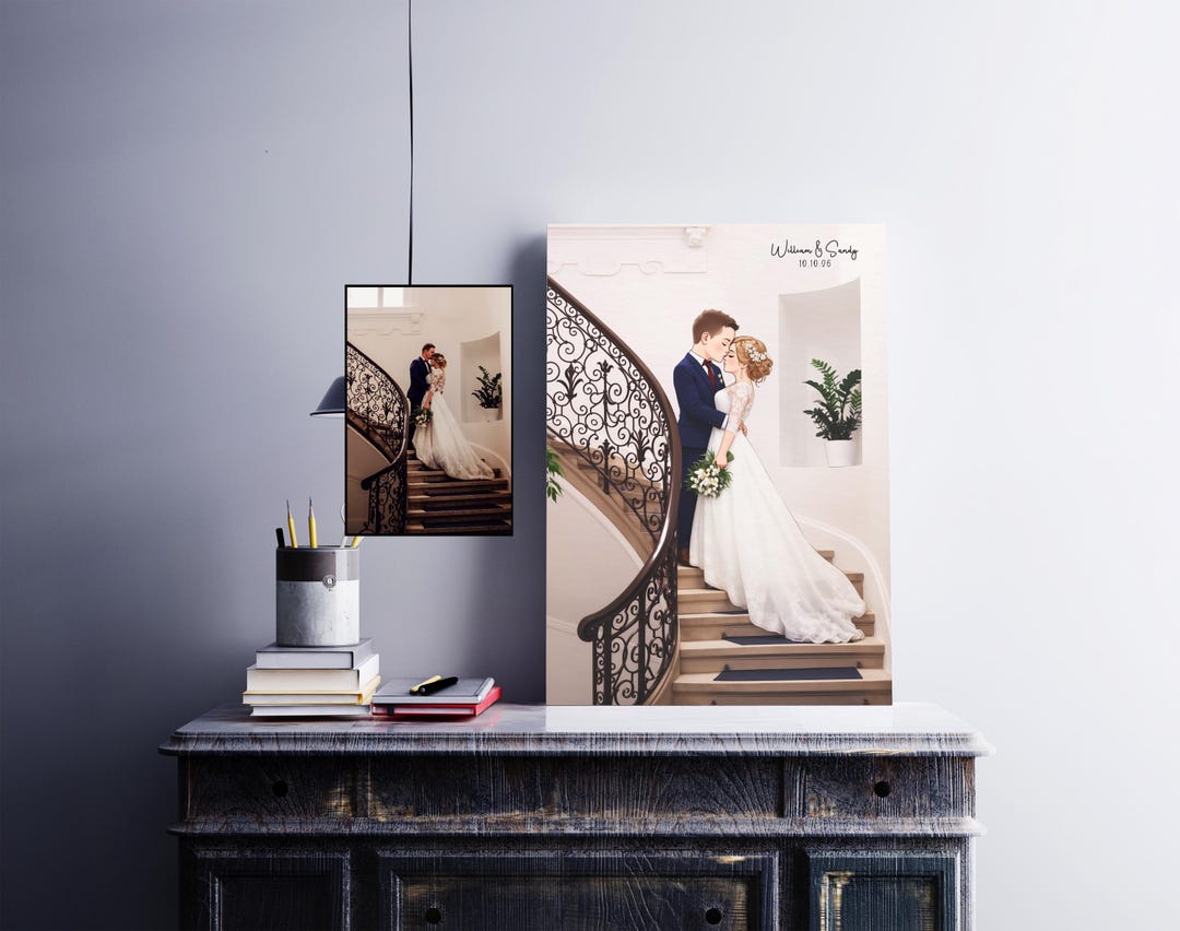 Custom Wedding Portrait, Anniversary Gift, Wedding Illustration, Couple ...