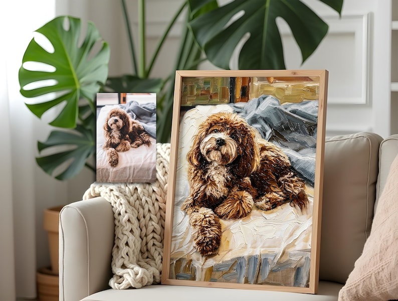 Custom Cat Portrait From Photo on Canvas Print, Oil Painting Cat ...