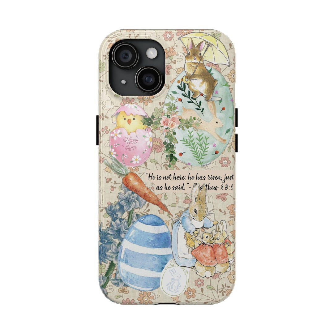 Vintage Easter Egg Phone Case, Easter Rabbit Floral, Cottagecore Phone ...