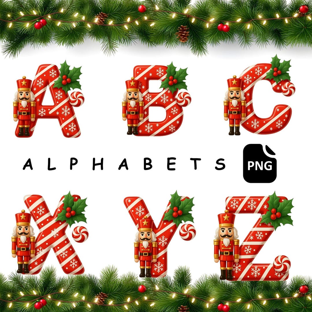 Nutcracker Christmas Alphabet Clipart I Candy PNG I Digital Download - Etsy