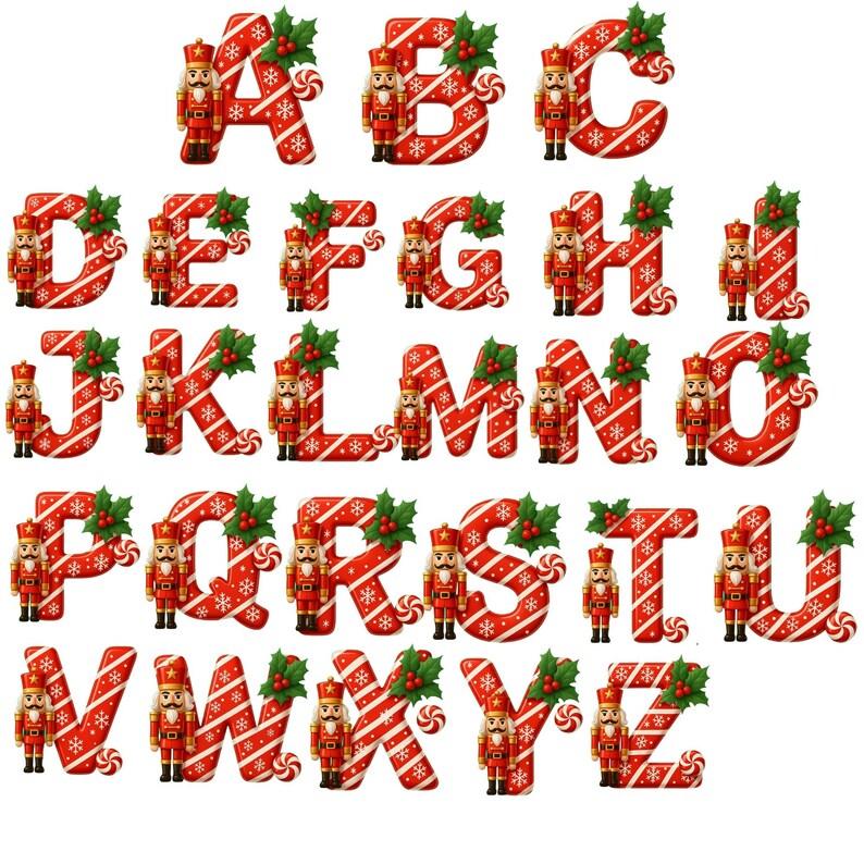 Nutcracker Christmas Alphabet Clipart I Candy PNG I Digital Download - Etsy