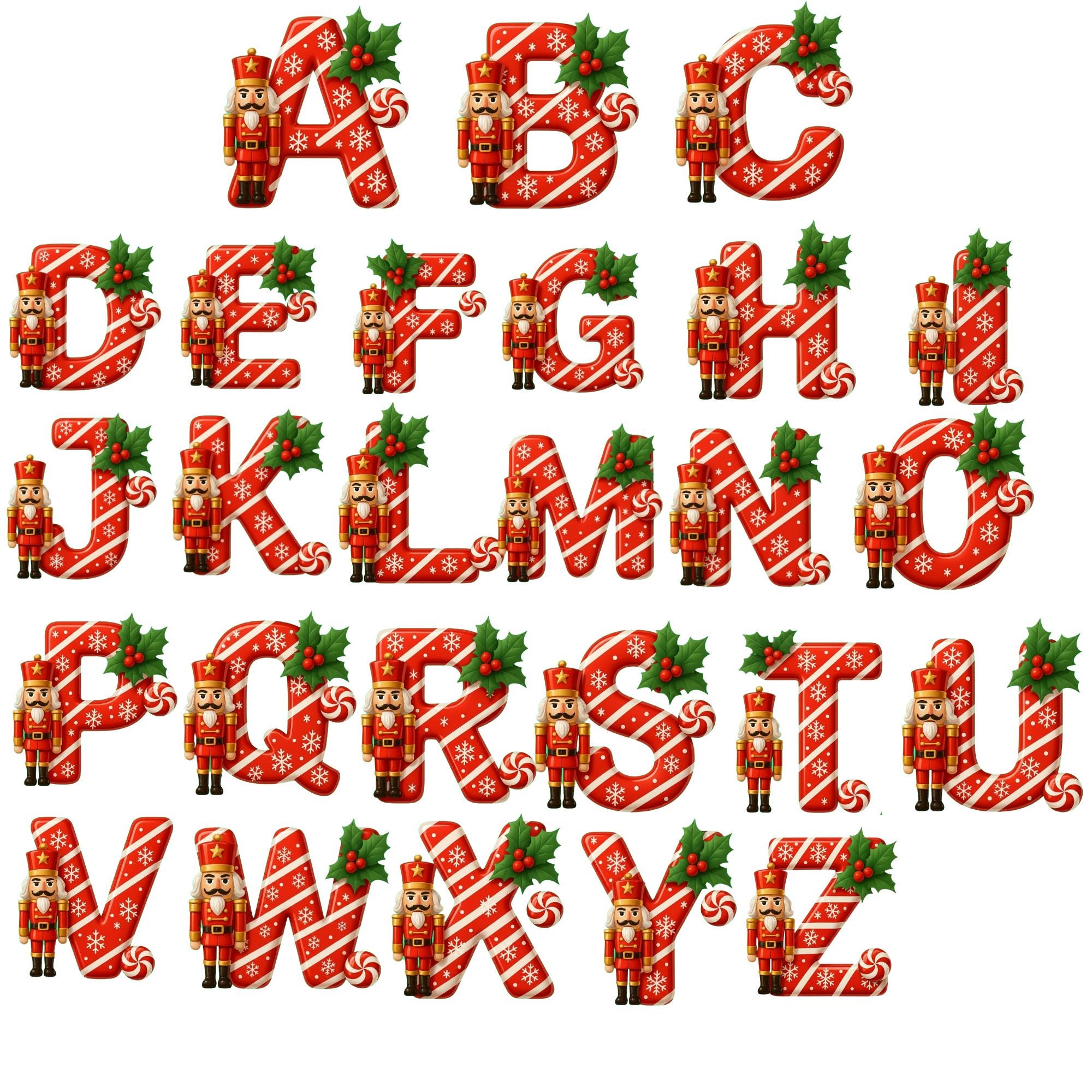 Nutcracker Christmas Alphabet Clipart I Candy PNG I Digital Download - Etsy
