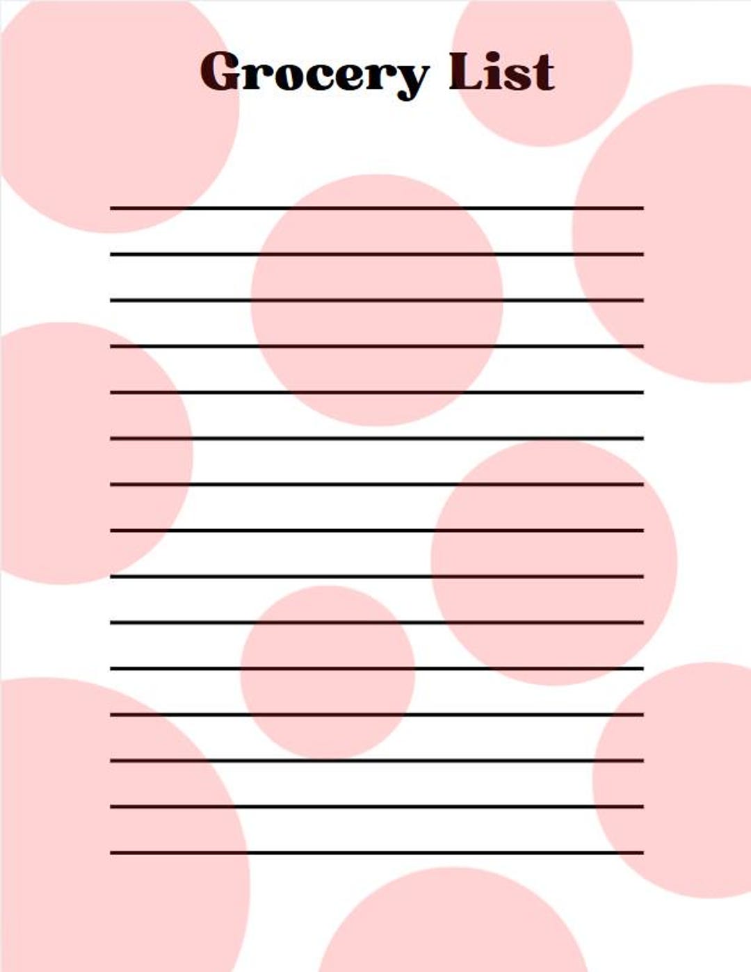 Red Polka Dot Grocery List - Digital Grocery List - Printable PDF - Etsy UK