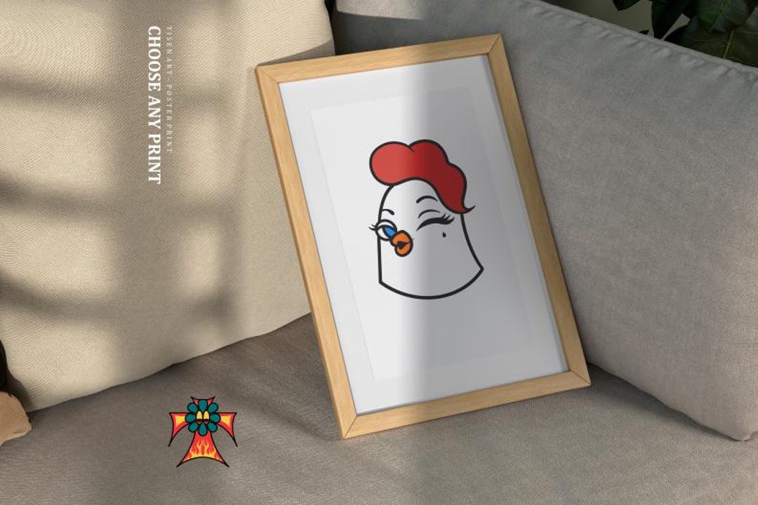 Winking Retro Hen Art Print Glamour Chicken - Etsy