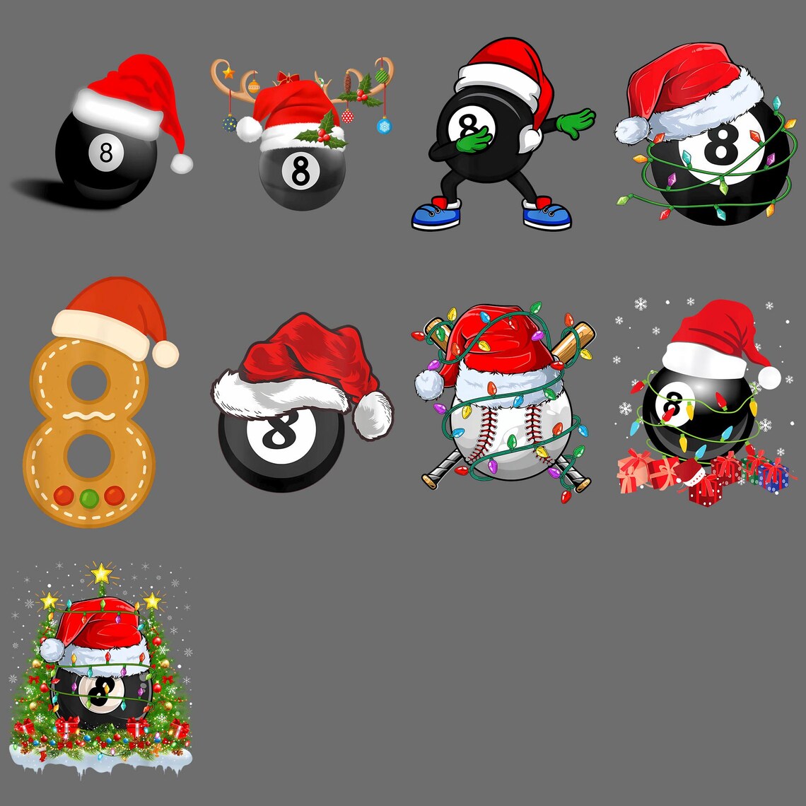 Love Billiards Christmas Santa Hat PNG – Funny Pool Holiday Clipart ...